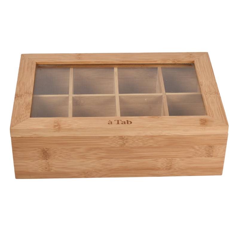 Wholesale Bamboo Tea Box Storage Organizer With 8 Compartments ...
